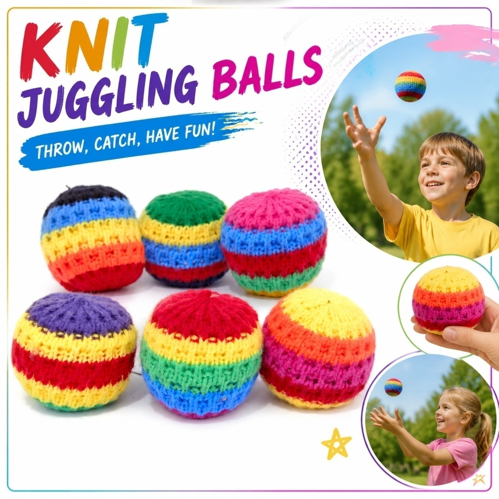 6pc Machine Crochet Woven Kick Footbag Set – Hand-Eye Coordination ...