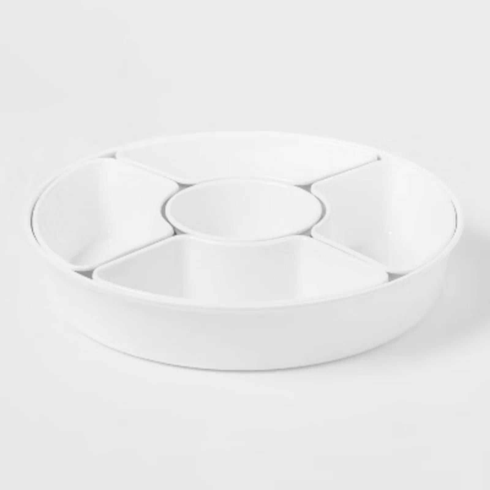 6pc Melamine 5-Section Serving Platter White - Divided Tray, Veggie ...
