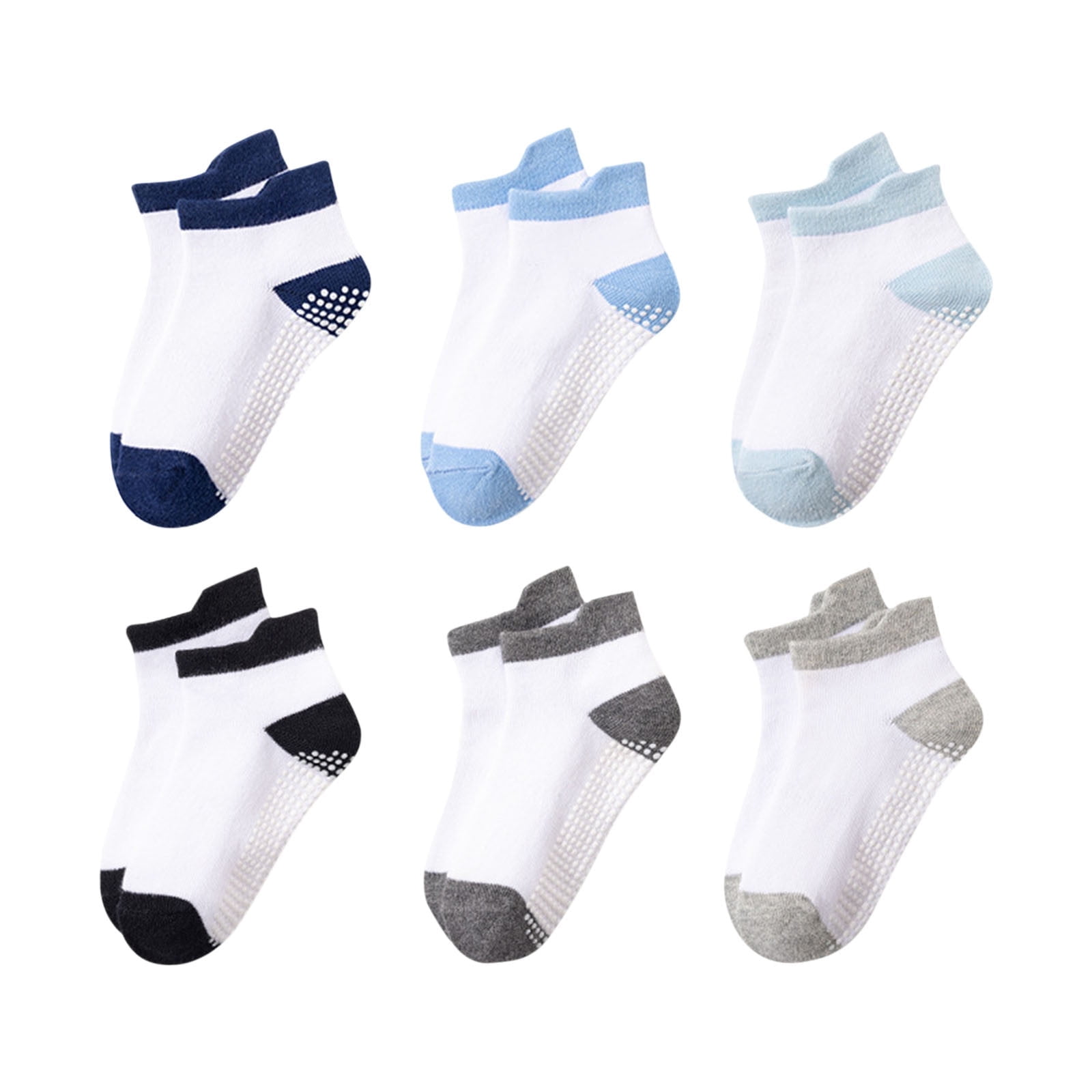 6pc Non-Slip Baby Socks Infant Girls Boys Ankle Antis Slip Socks With ...