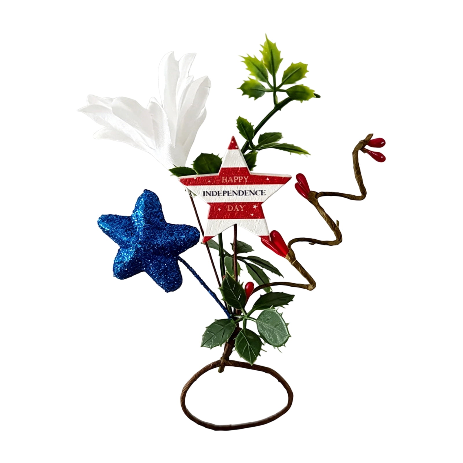 6pc Patriotic 4th of July Napkin Rings, Artificial Flower Independence ...