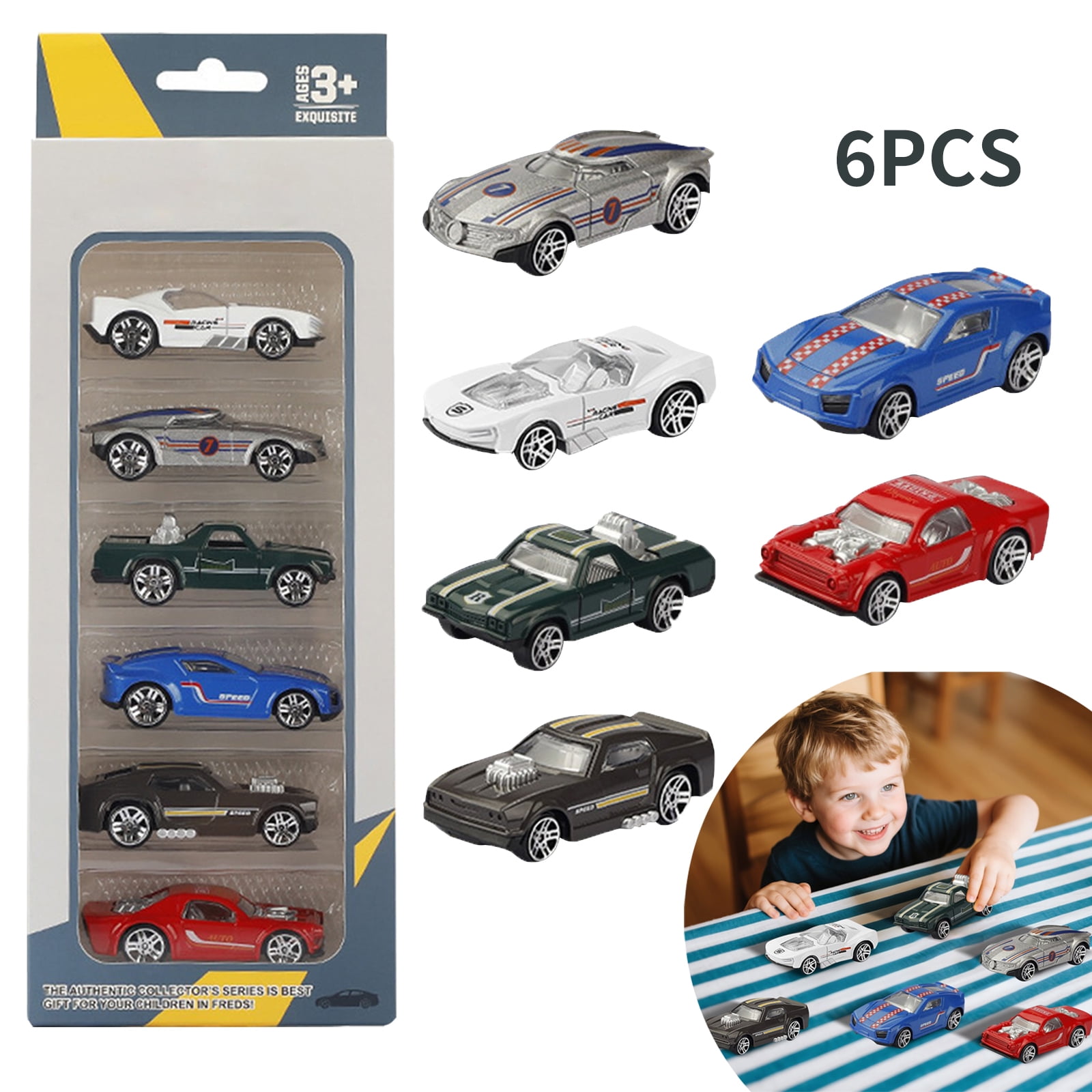 6pc Pull Back Toy Cars Bulk Mini Race Cars for Kids 3+ Party Favors ...