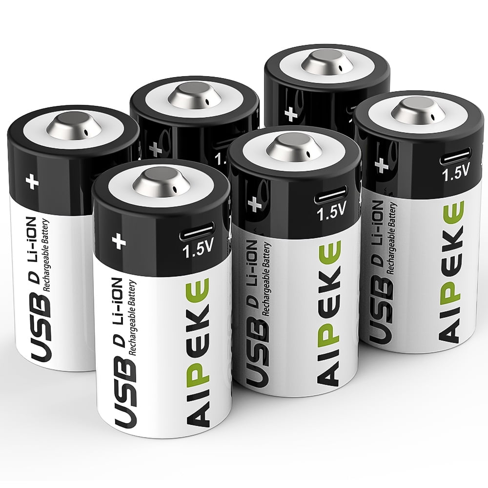 6pc-Rechargeable High Capacity D Size Battery Batteries 1.5V ...