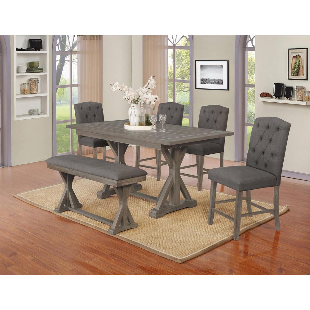 6pc Rustic Wood Counterheight Dining Set with Table + Gray Chairs ...