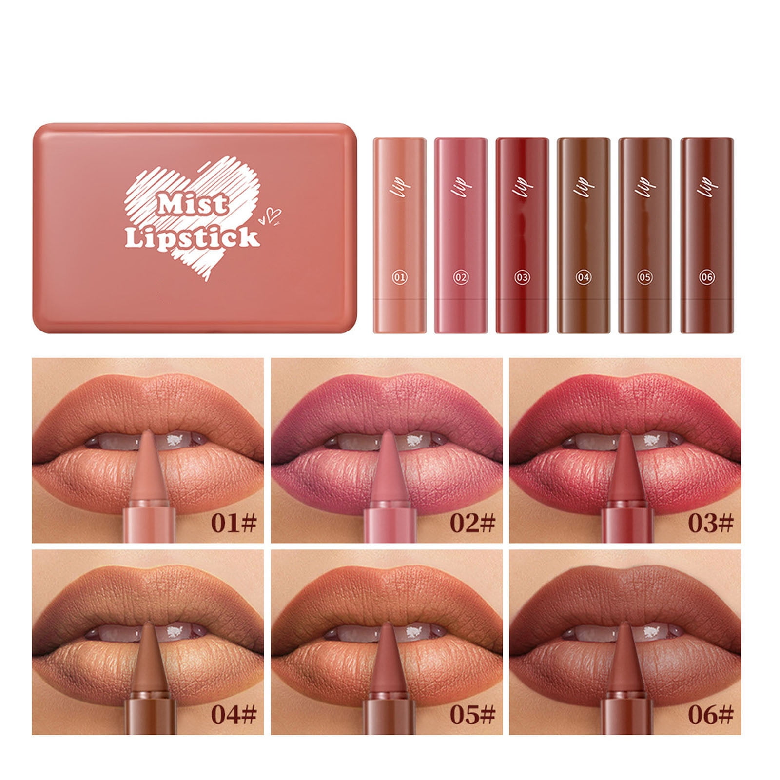 6pc Set Lipstick Lip Line 2-in- 6-color Waterproof Matte Lip Line ...