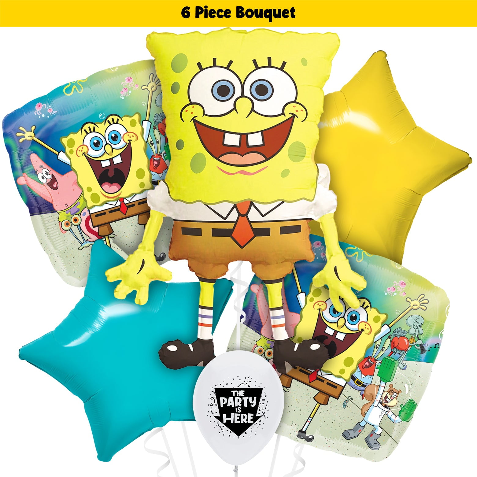 6pc Spongebob Square Pants Balloons Bouquet Kit - Kids Party Decor ...