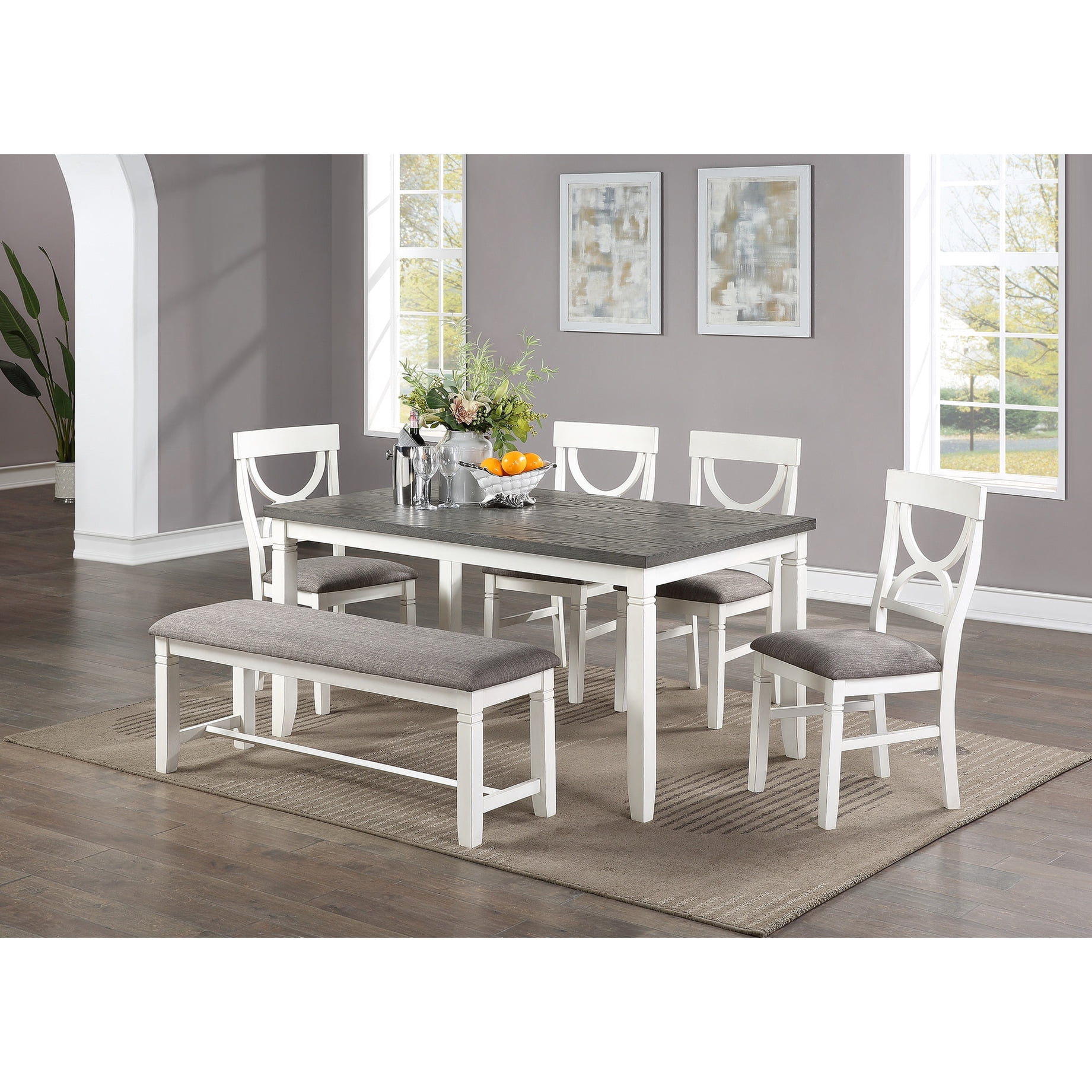 6pc White Dining Set | Contemporary Style for Family Dinners ...