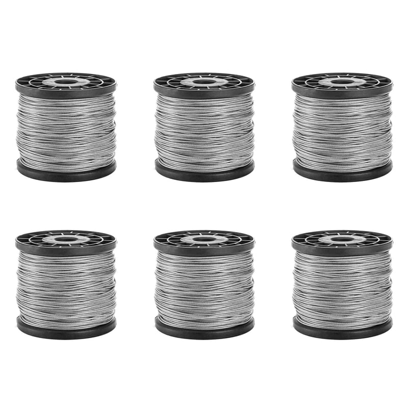 6pcs 1/16Inch X 500Feet Wire Rope Cable, Braided Wire Stranded Rope ...