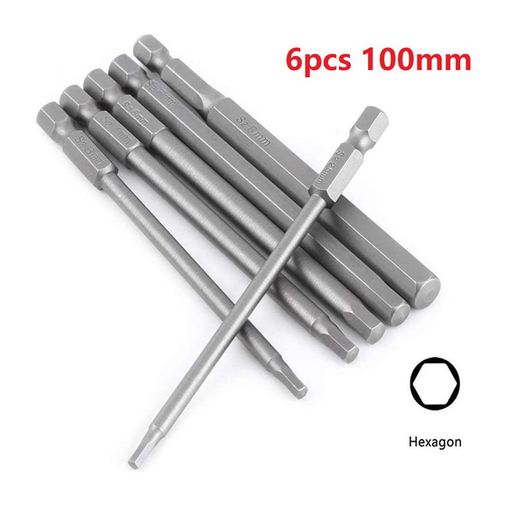 6pcs 1/4" Hex-Shank Magnetic Socket Bit Electric Screw Air Bits Set ...