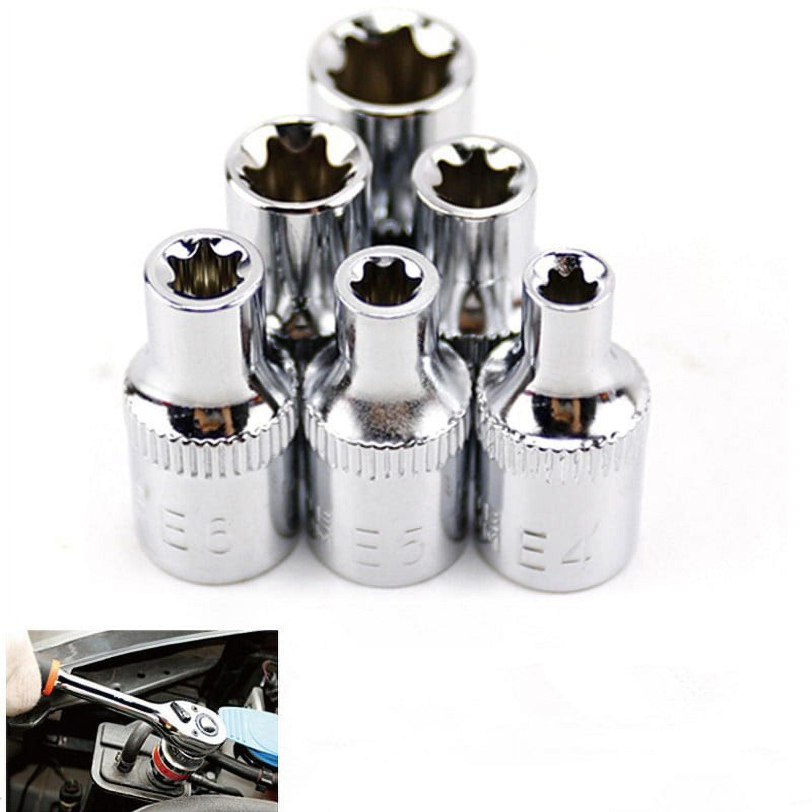 6pcs 1/4" Ratchet Socket Torxs Star Female E Socket Set E4 E5 E6 E7 E8 ...