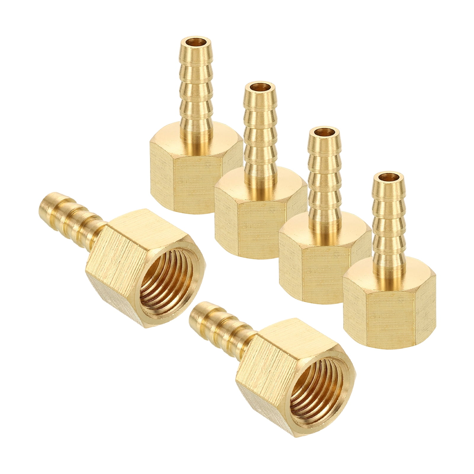 6pcs 1/4" To 1/4" NPT Female Brass Hose Barb Fitting Metals Splicer ...