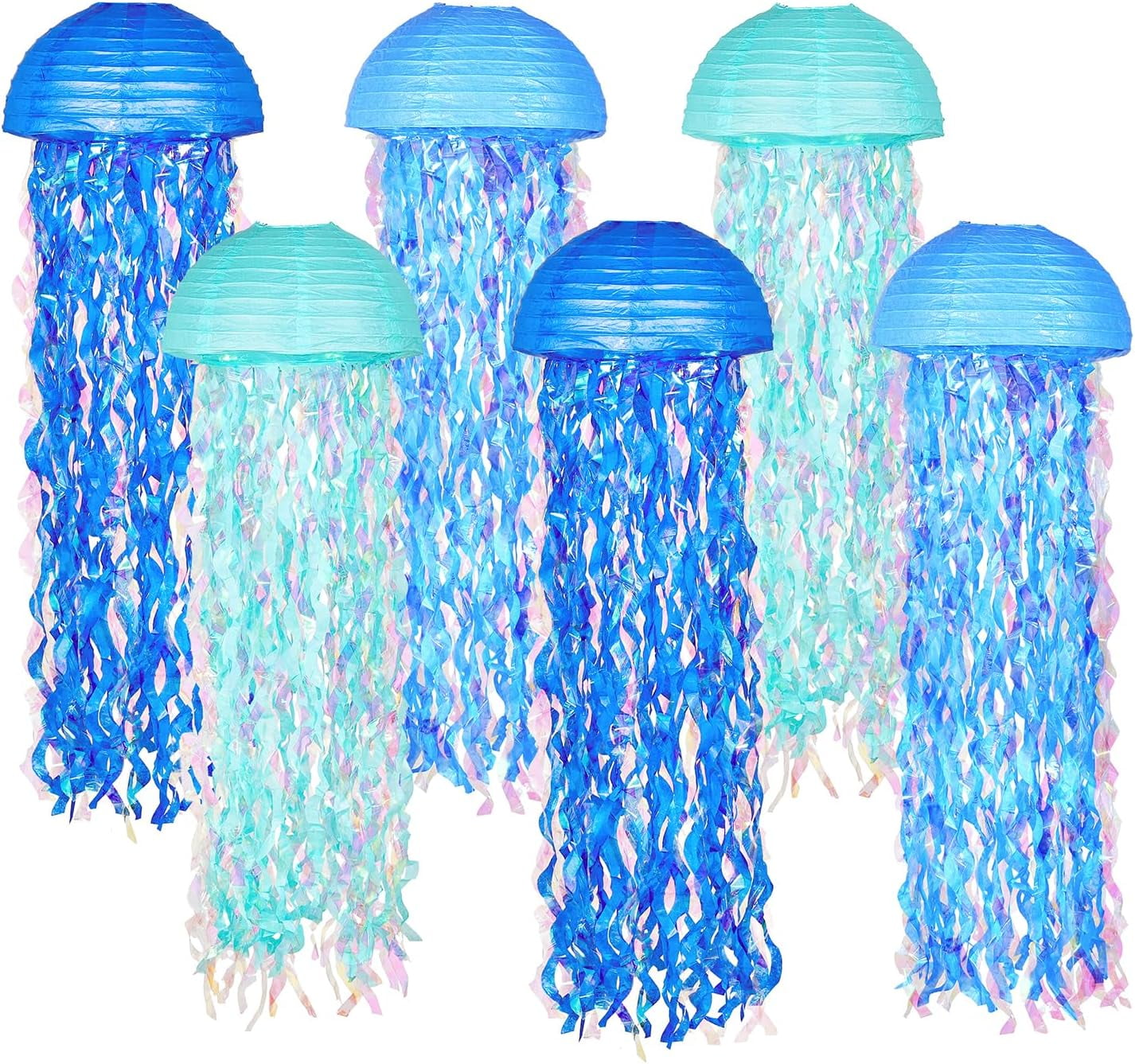 6pcs 10" Blue Hanging Jellyfish Paper Lanterns - Under The Sea Party ...