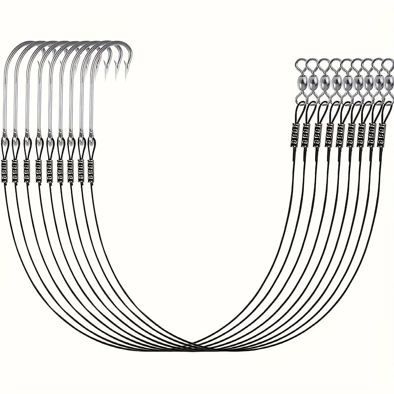 6pcs/12pcs/24pcs Fishing Hook Rigs, Steel Leaders Long Shank Hook for ...