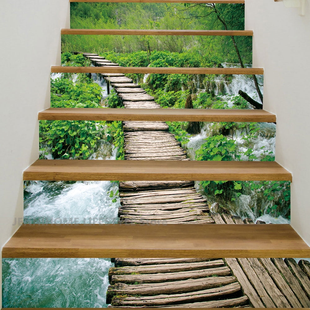 6pcs/13pcs Landscape Floor Trap Stair Stickers Stairway Waterproof ...