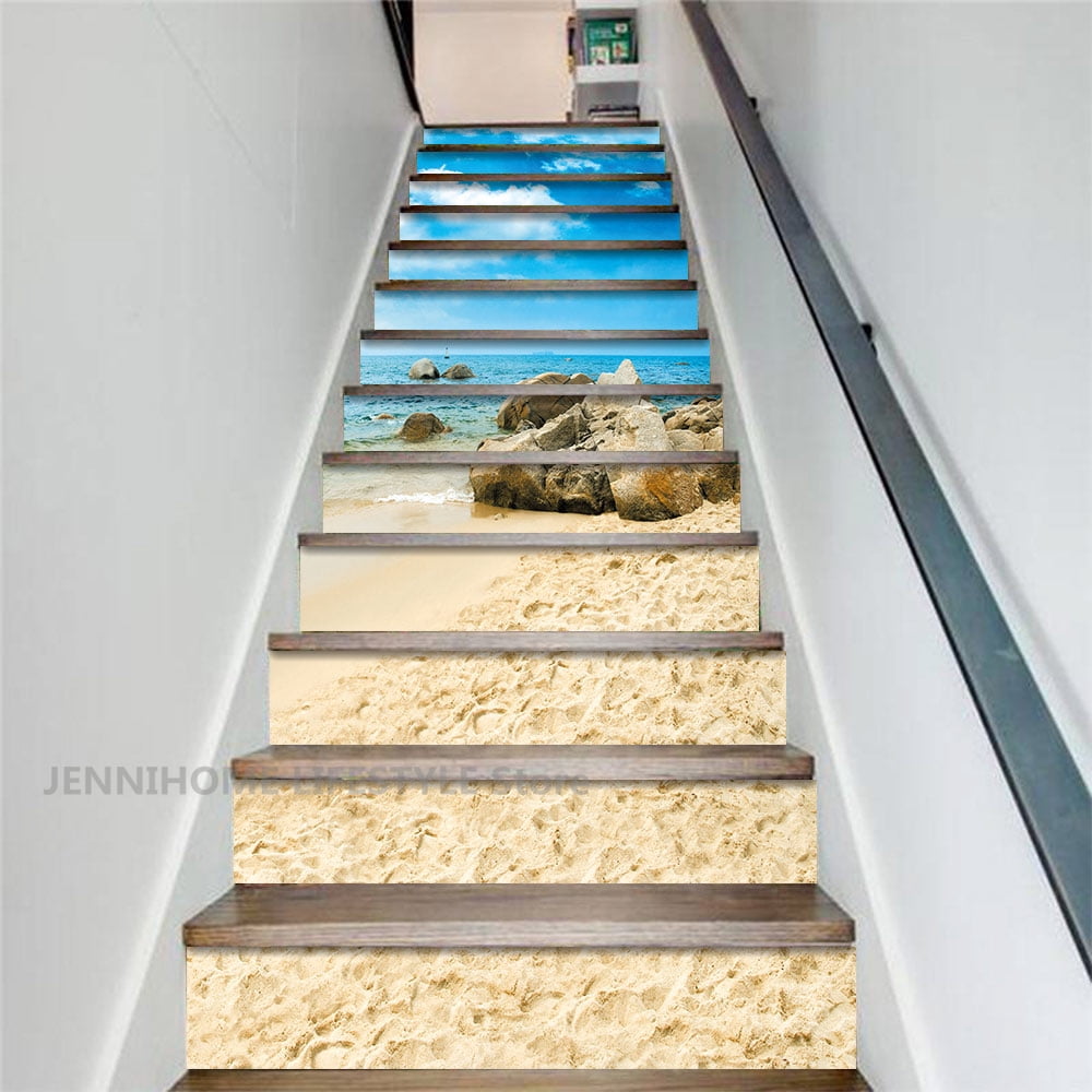 6pcs/13pcs Landscape Floor Trap Stair Stickers Stairway Waterproof ...