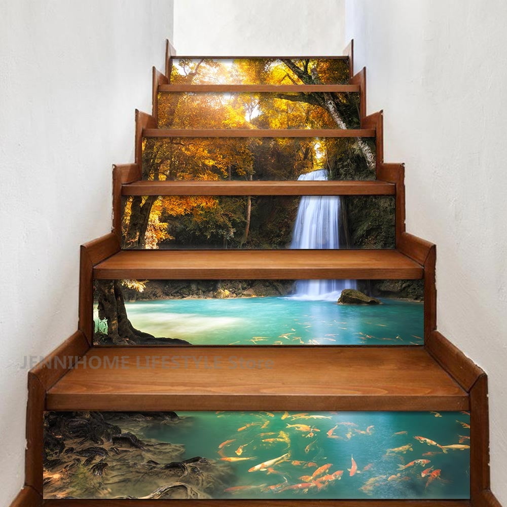 6pcs/13pcs Landscape Floor Trap Stair Stickers Stairway Waterproof ...