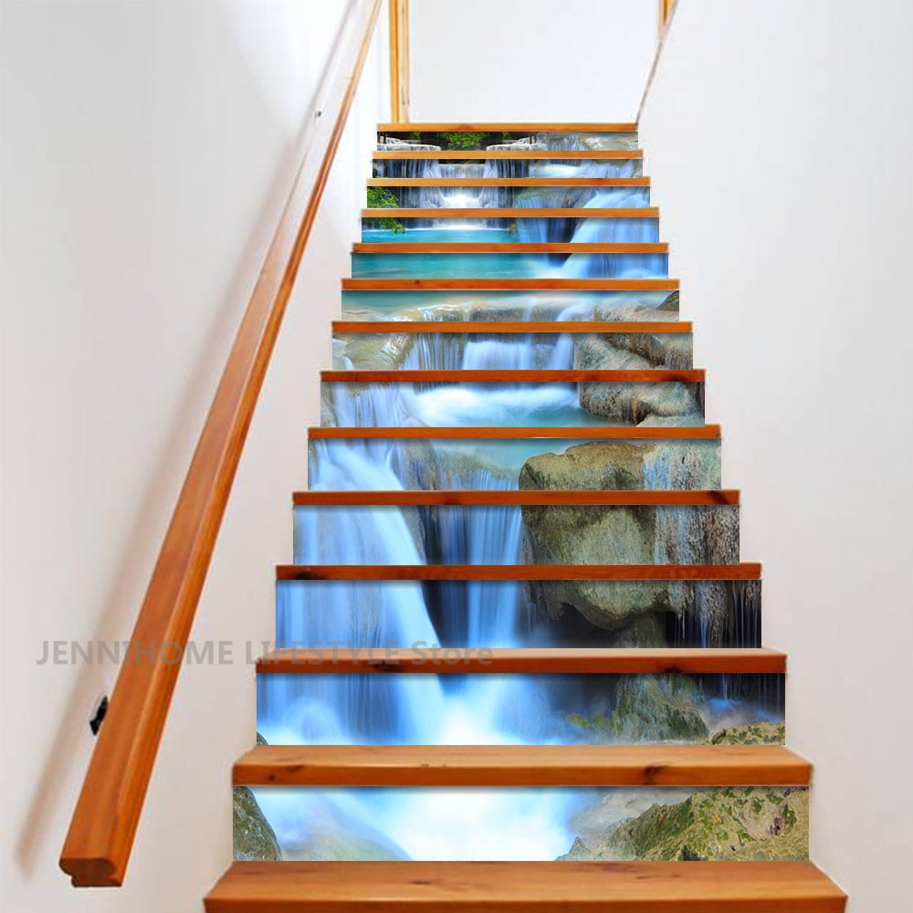6pcs/13pcs Landscape Floor Trap Stair Stickers Stairway Waterproof ...