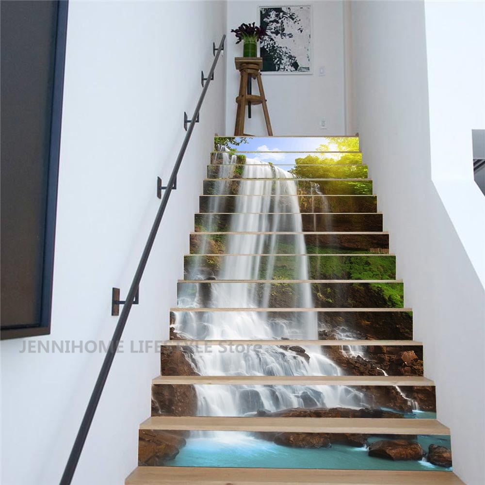 6pcs/13pcs Landscape Floor Trap Stair Stickers Stairway Waterproof ...