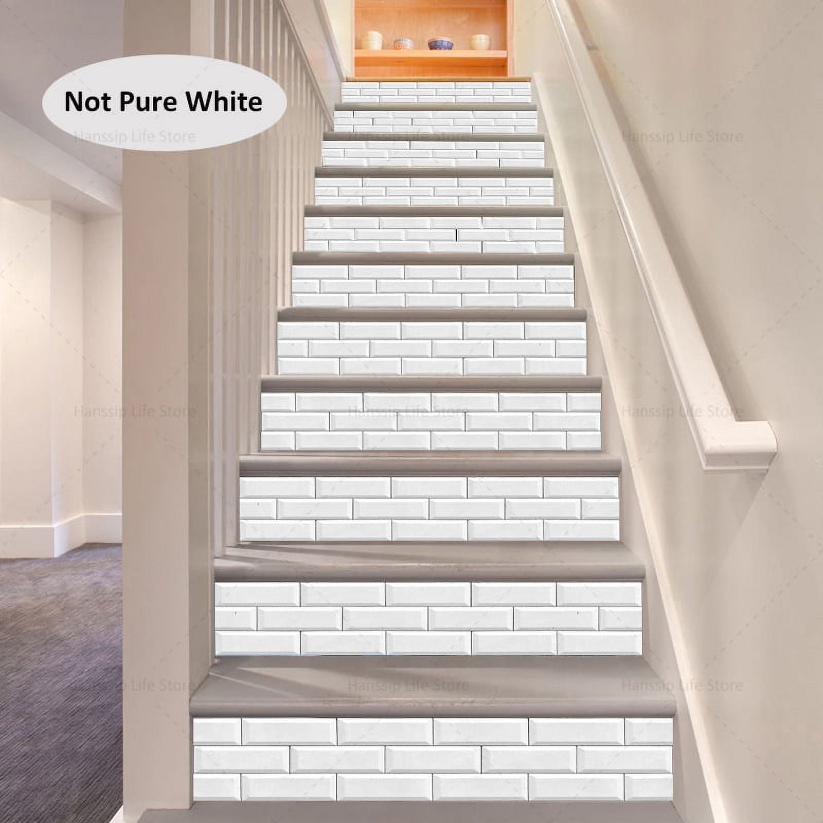 6pcs/13pcs Retro Tile Geometric Stair Stickers Self Adhesive PVC ...