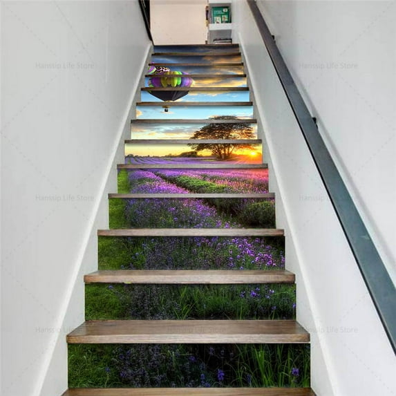 6pcs/13pcs Scenery Staircase Sticker Decals Waterproof Self-adhesive ...