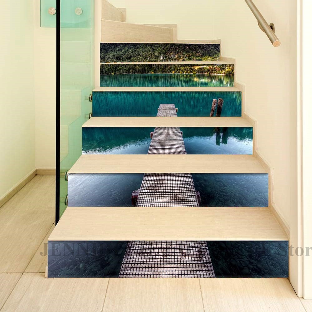 6pcs 13pcs/Set Landscape Waterfall Stair Floor Stickers Waterproof ...