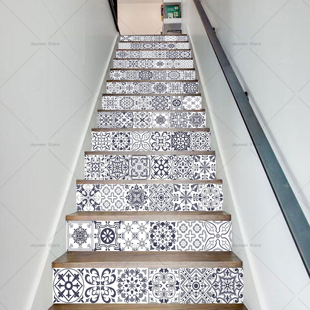 6pcs/13pcs Stair Sticker Multiple Styles Self-adhesive Stair Sticker ...