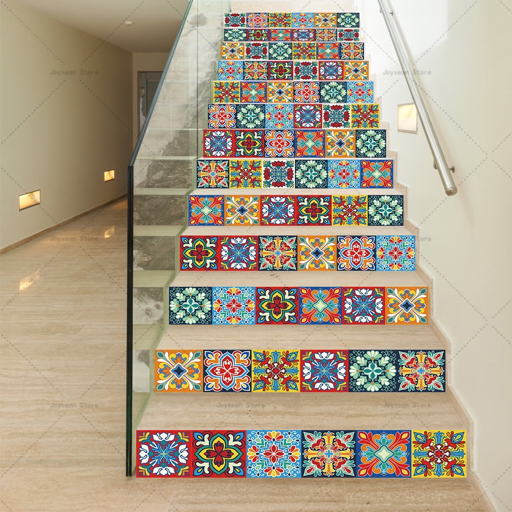 6pcs/13pcs Stair Sticker Multiple Styles Self-adhesive Stair Sticker ...