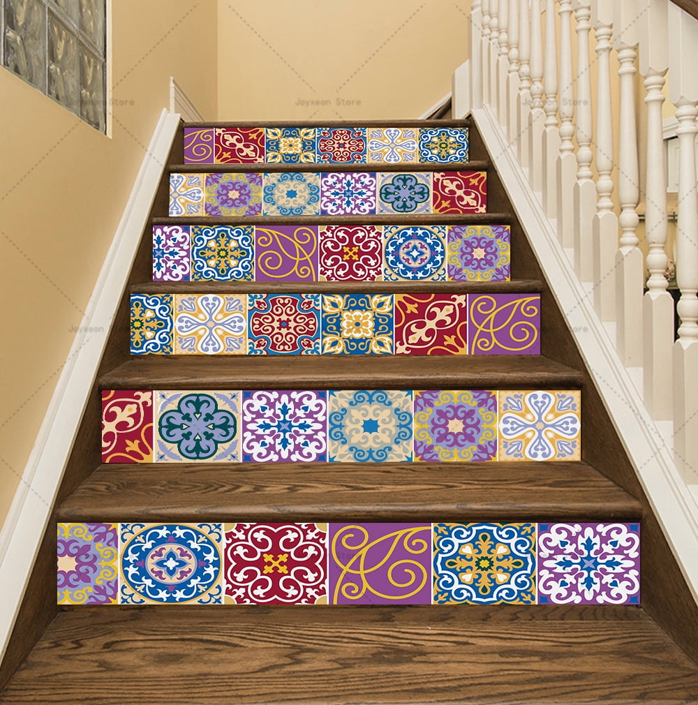 6pcs/13pcs Stair Sticker Multiple Styles Self-adhesive Stair Sticker ...