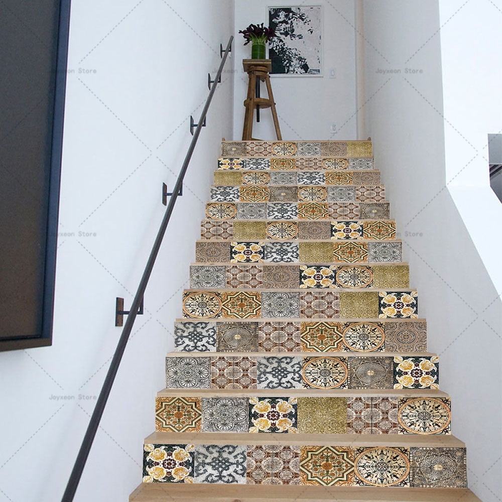6pcs/13pcs Stair Sticker Multiple Styles Self-adhesive Stair Sticker ...