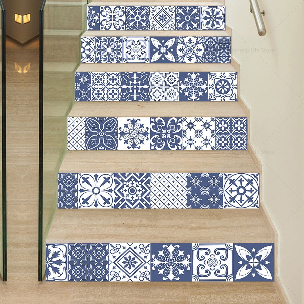 6pcs/13pcs Stair Stickers Staircase Decal Rise Covering Waterproof Self ...