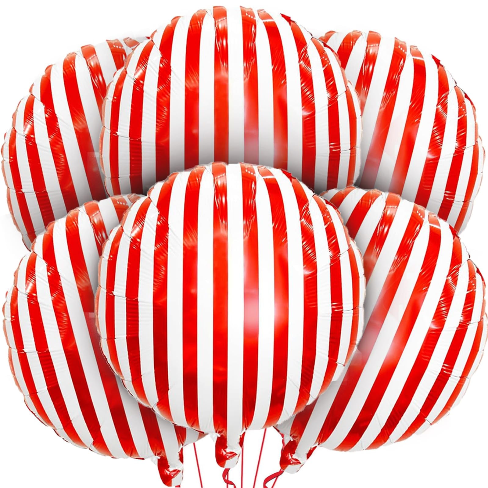 6pcs 18inch RedTRDN and White Striped Balloons Carnival Balloon Circus ...