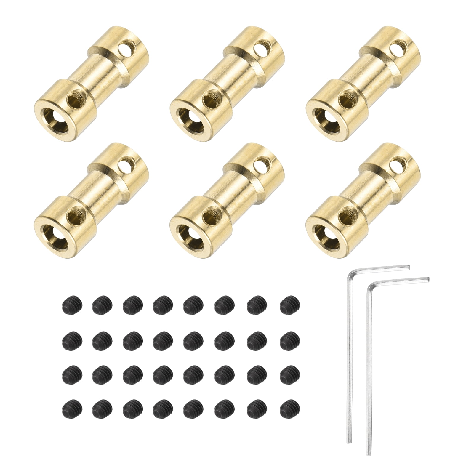 6pcs 2.3mm to 5mm Brass Shaft Coupling Joint Connector with Screws Hex ...