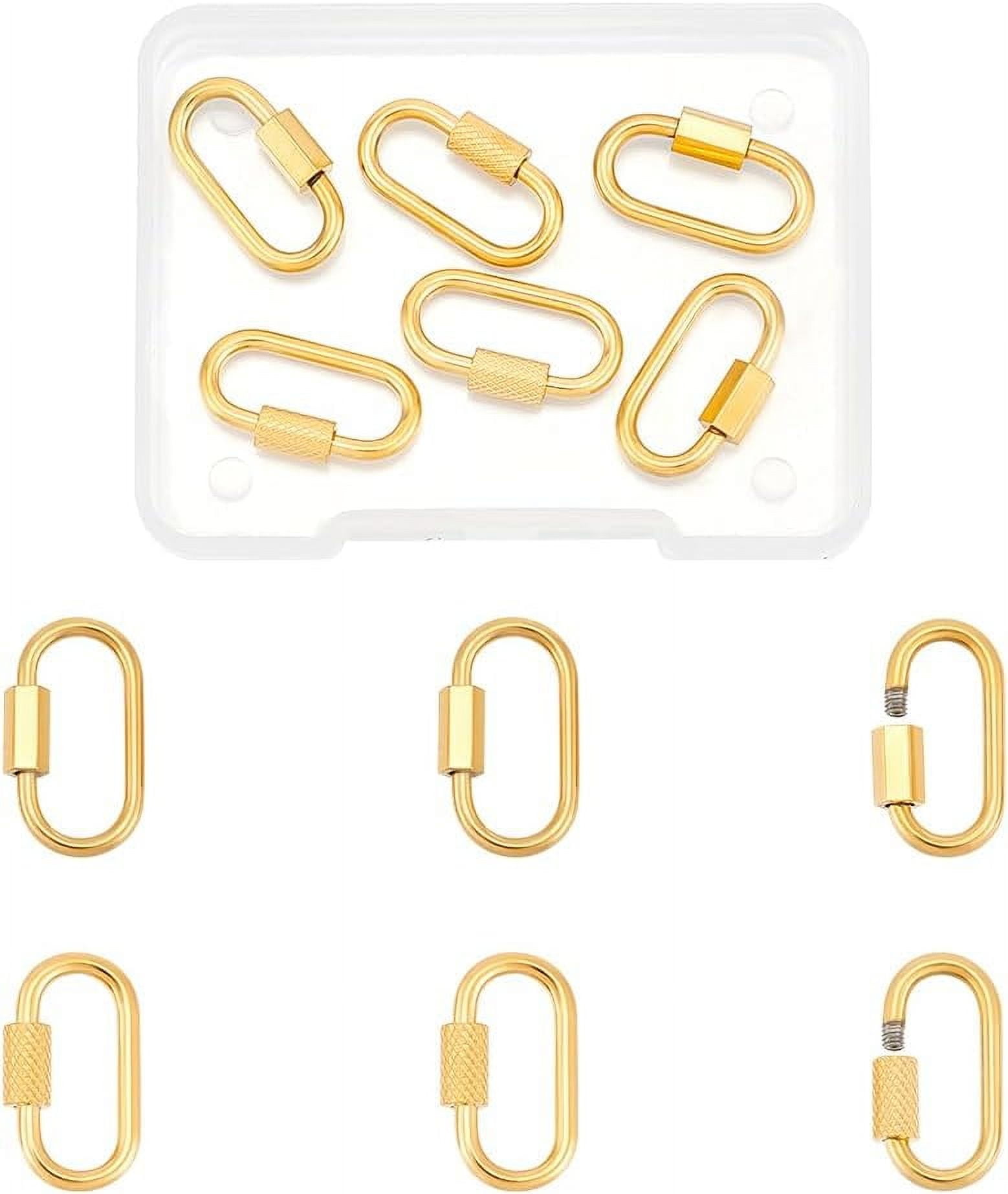 6pcs 2 Styles Golden Stainless Steel Oval Screw Carabiner Lock Screw ...