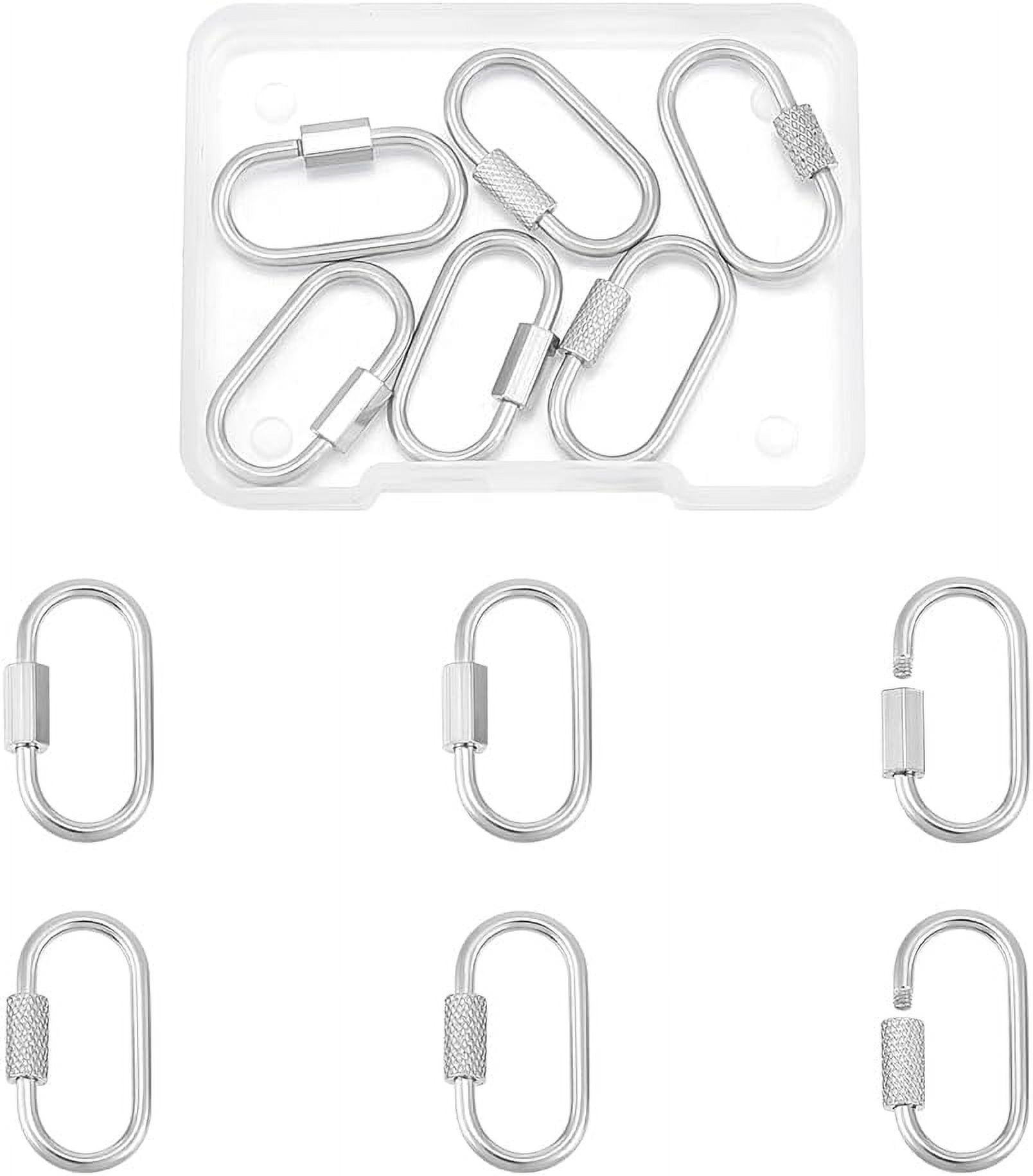 6pcs 2 Styles Oval Screw Carabiner Lock Stainless Steel Screw Lock Clip ...