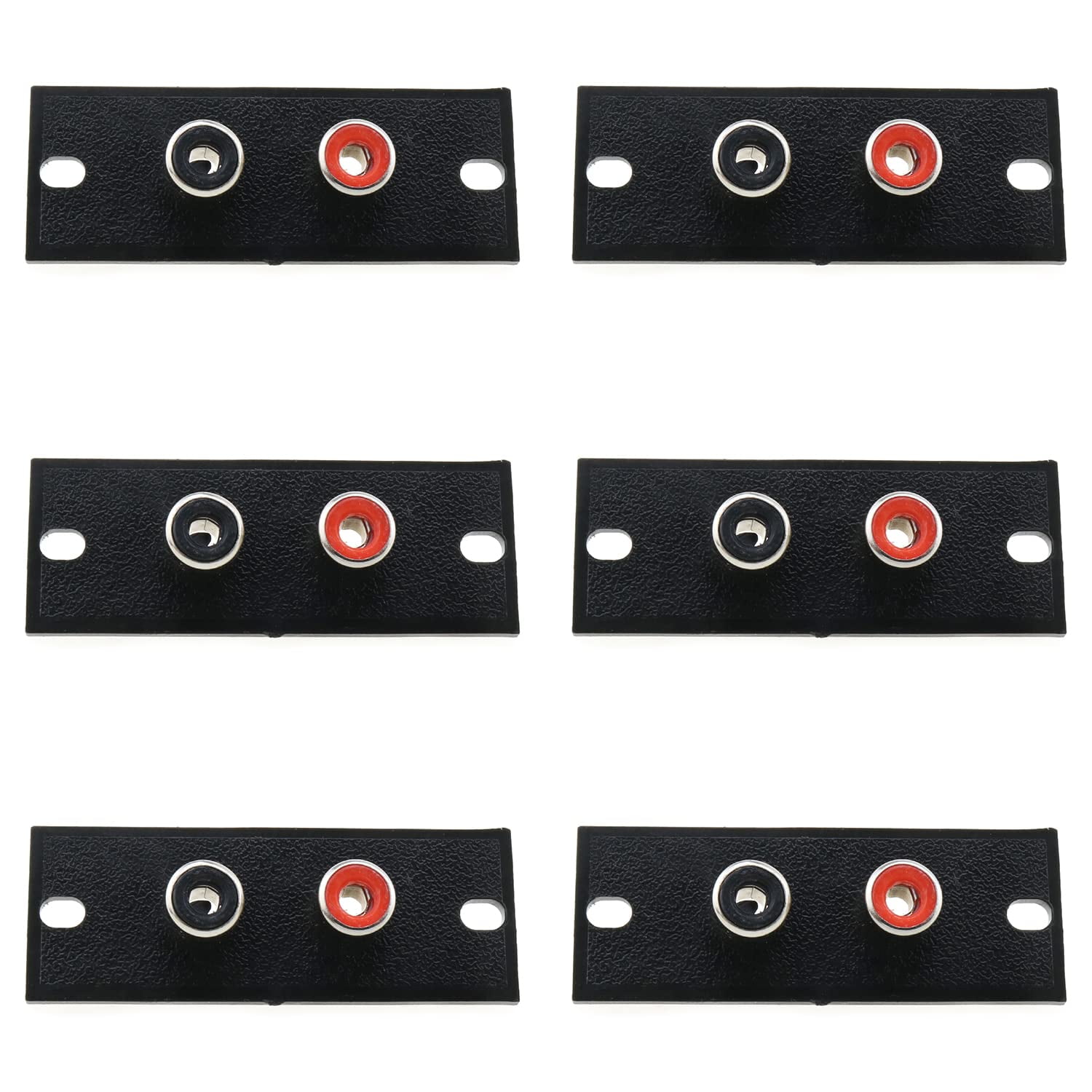 6pcs 2 Way RCA Terminal Wall Panel Plate Input Phono Chassis Socket AV ...