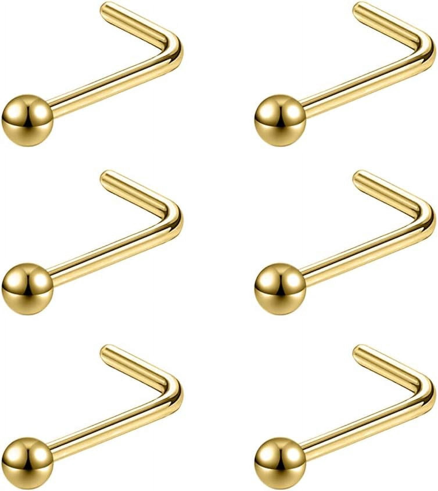 6pcs 20g Nose Studs 3mm Ball Flat Surgical Stainless steel Nose Ring ...