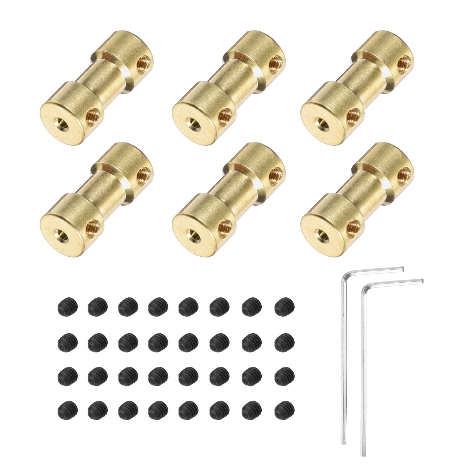 6pcs 2mm to 2.3mm Brass Shaft Coupling Joint Connector with Screws Hex ...