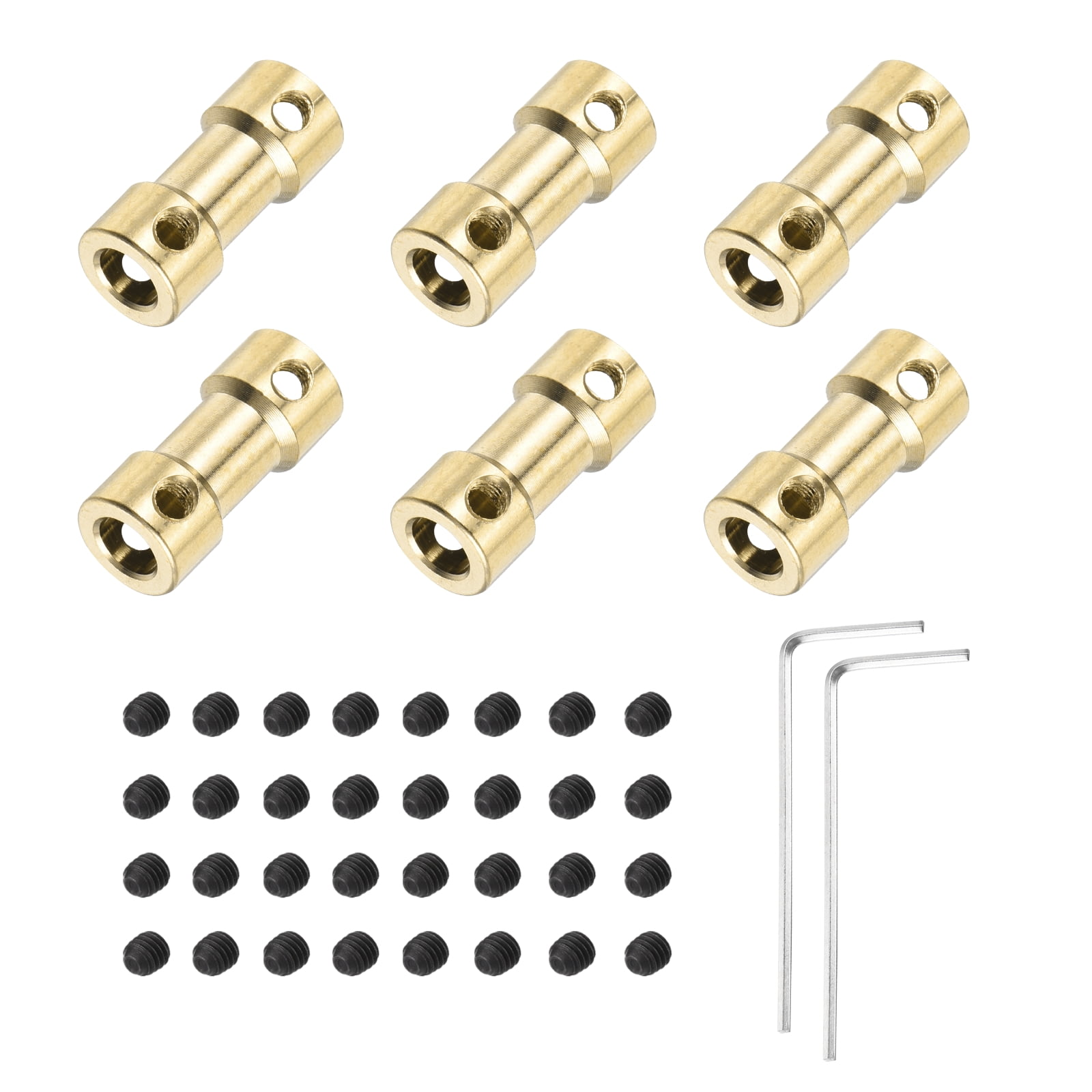 6pcs 2mm to 5mm Brass Shaft Coupling Joint Connector with Screws Hex ...