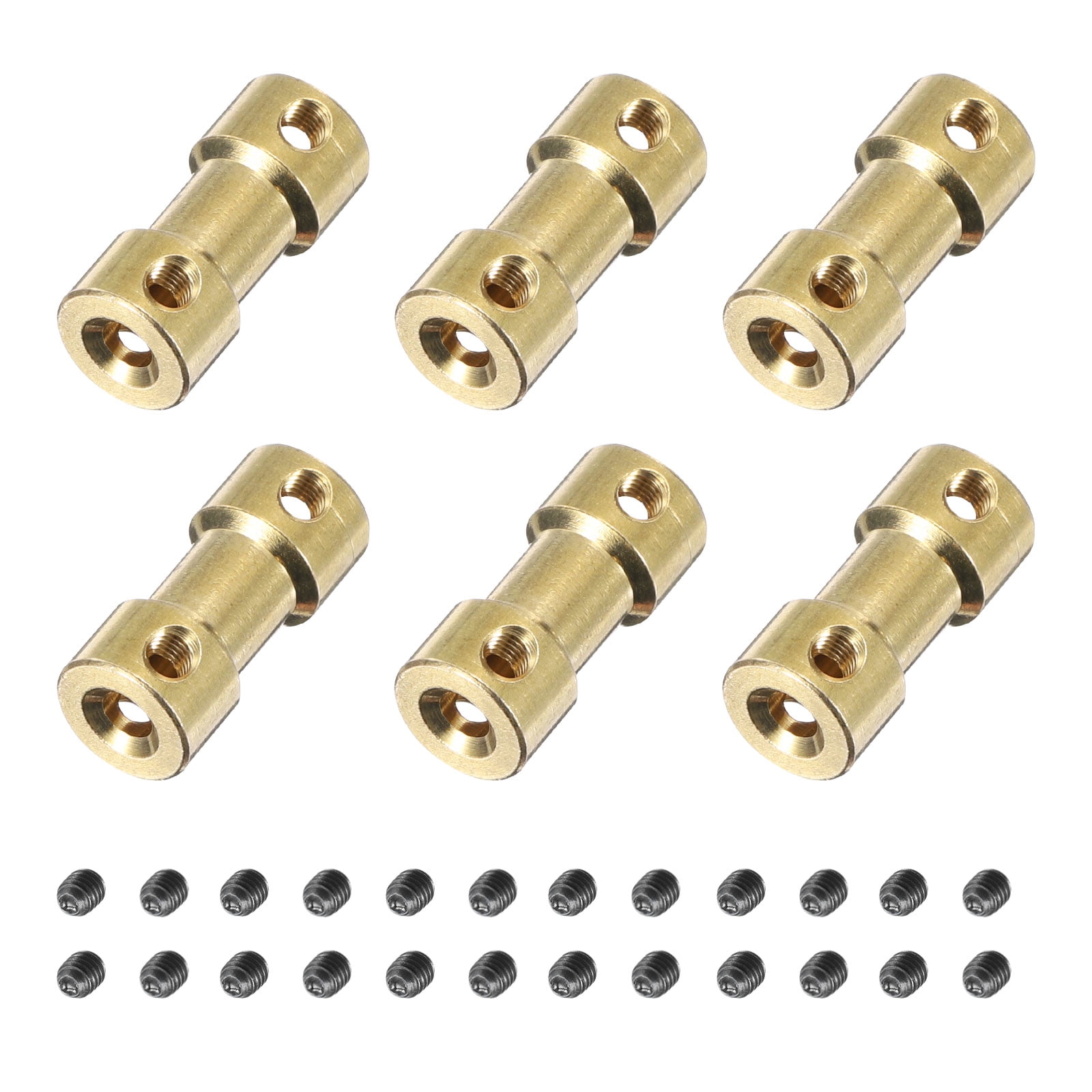 6pcs 3.17mm to 3.17mm Brass Shaft Coupling Joint Connector with Screws ...