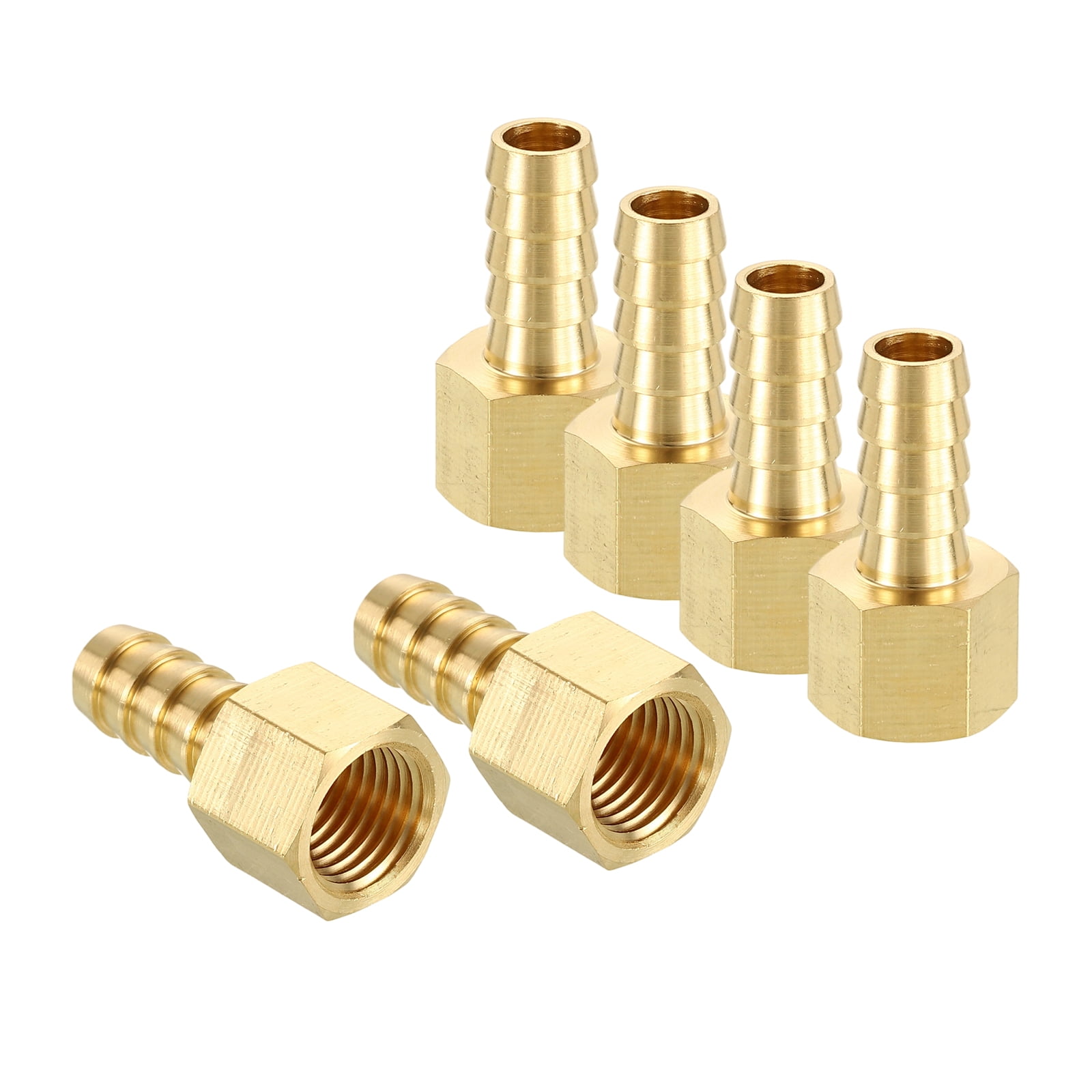 6pcs 3/8" To 1/4" NPT Female Brass Hose Barb Fitting Metals Splicer ...