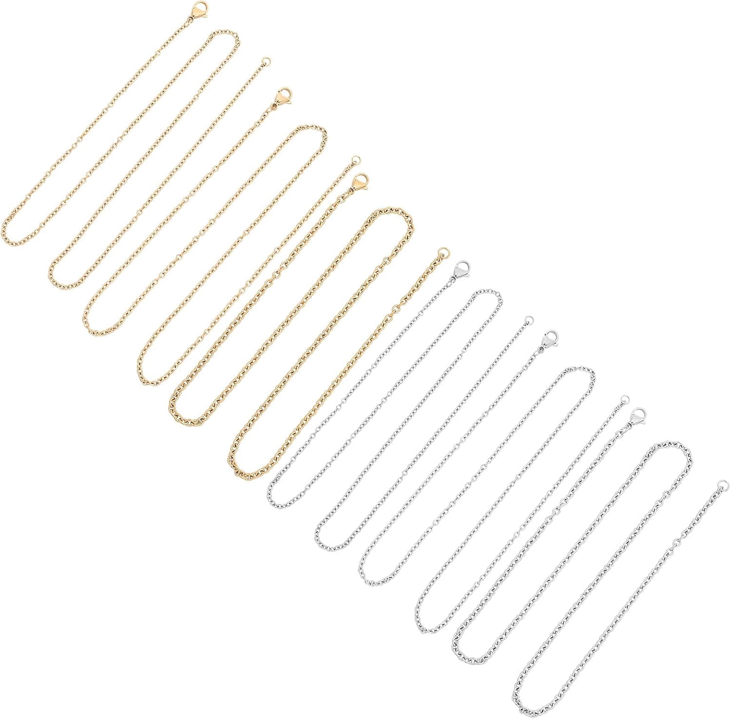 6pcs 3 Sizes 19.68in/50cm Cable Chain Necklace Stainless Steel Cable ...