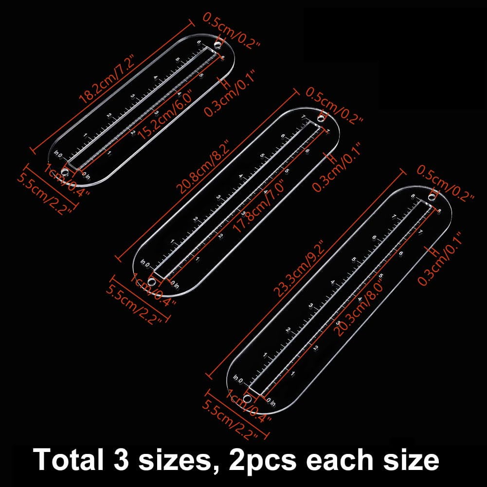 6pcs 3 Sizes Zipper Making Templates Clear Zipper Template Acrylic Zip ...