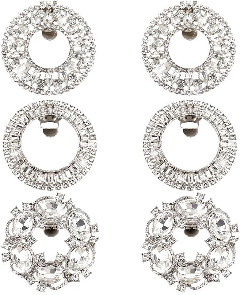 6pcs 3 Styles Circle Sparkling Shoe Clips 2 Inch Wedding Shoe Clips ...