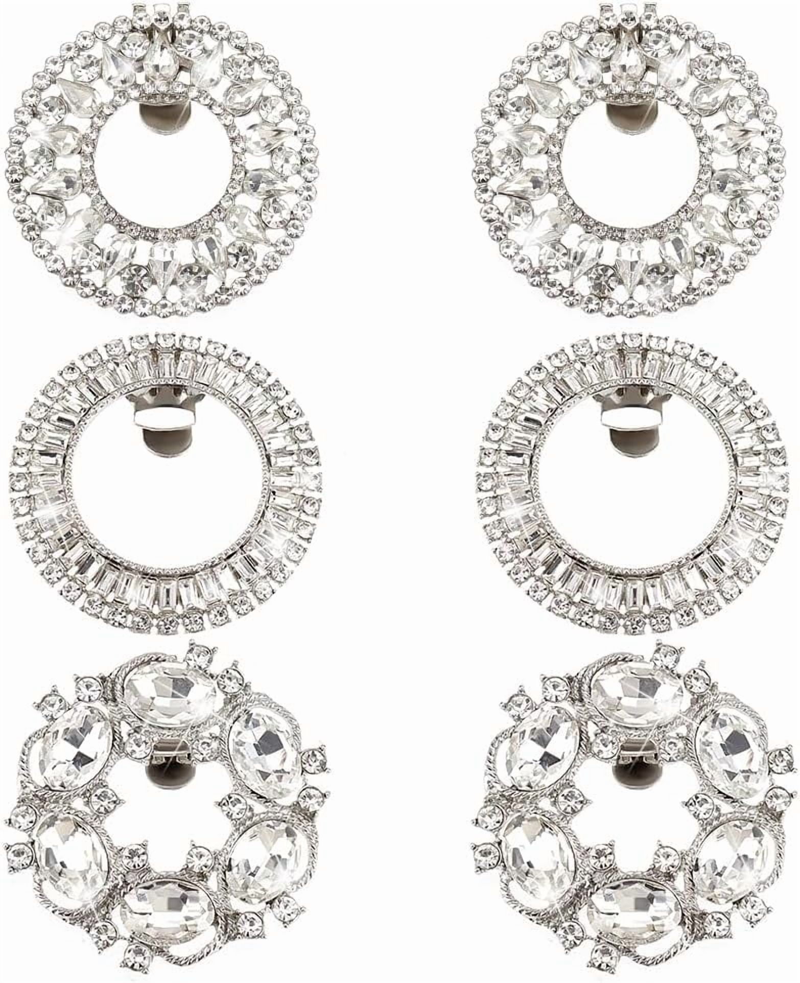 6pcs 3 Styles Circle Sparkling Shoe Clips 2 Inch Wedding Shoe Clips ...