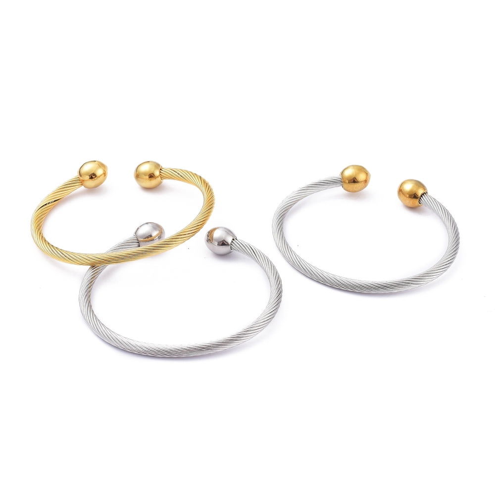 6pcs 304 Stainless Steel Cuff Bangles Torque Bangles Twist Mixed color ...