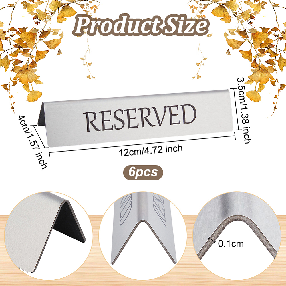 6pcs 304 Stainless Steel Reserved Table Signs Tent Signs for Restaurant ...