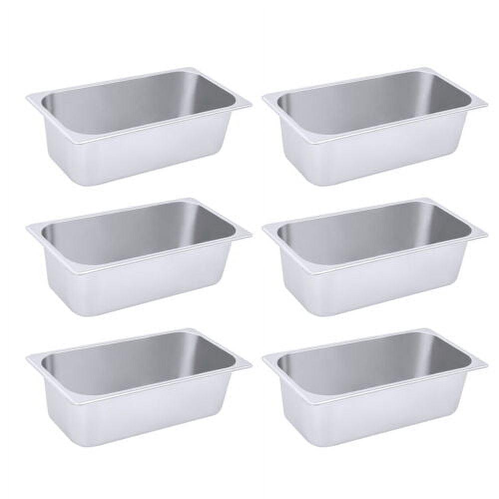 6pcs 4"Deep 1/3 Size Stainless Steel Steam Table Pans Hotel Food Prep ...