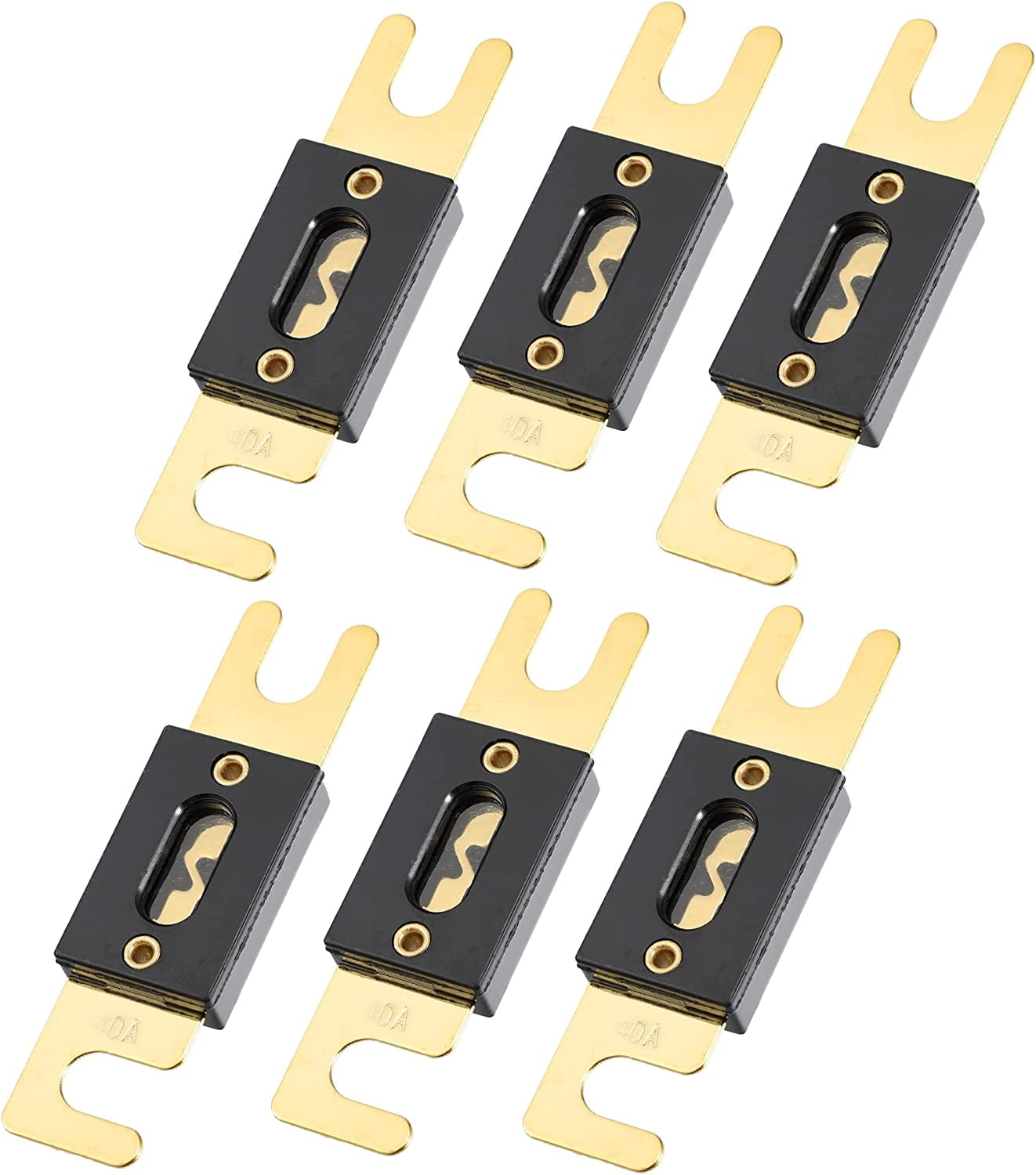 6pcs 40A Gold Tone Plated ANL Fuse Universal Fit for Inverters Car ...