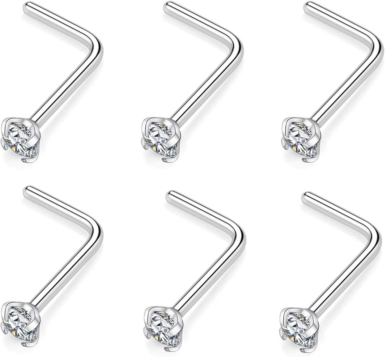 6pcs/4pcs 20g Nose Rings Studs Nose Screw G23 Titanium Nose Rings Hoop ...