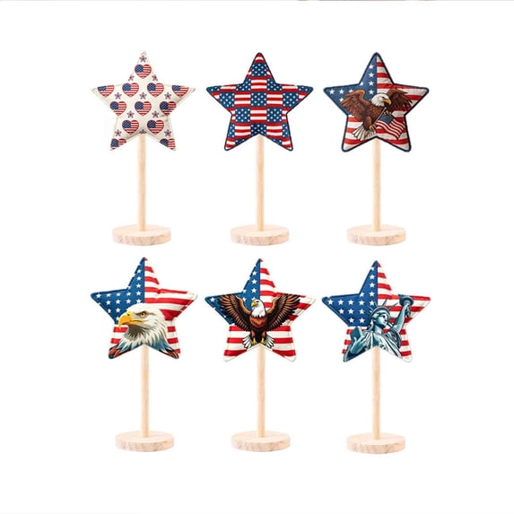6pcs 4th of July Decorations, Independence Day Decorative Stars - Soft ...