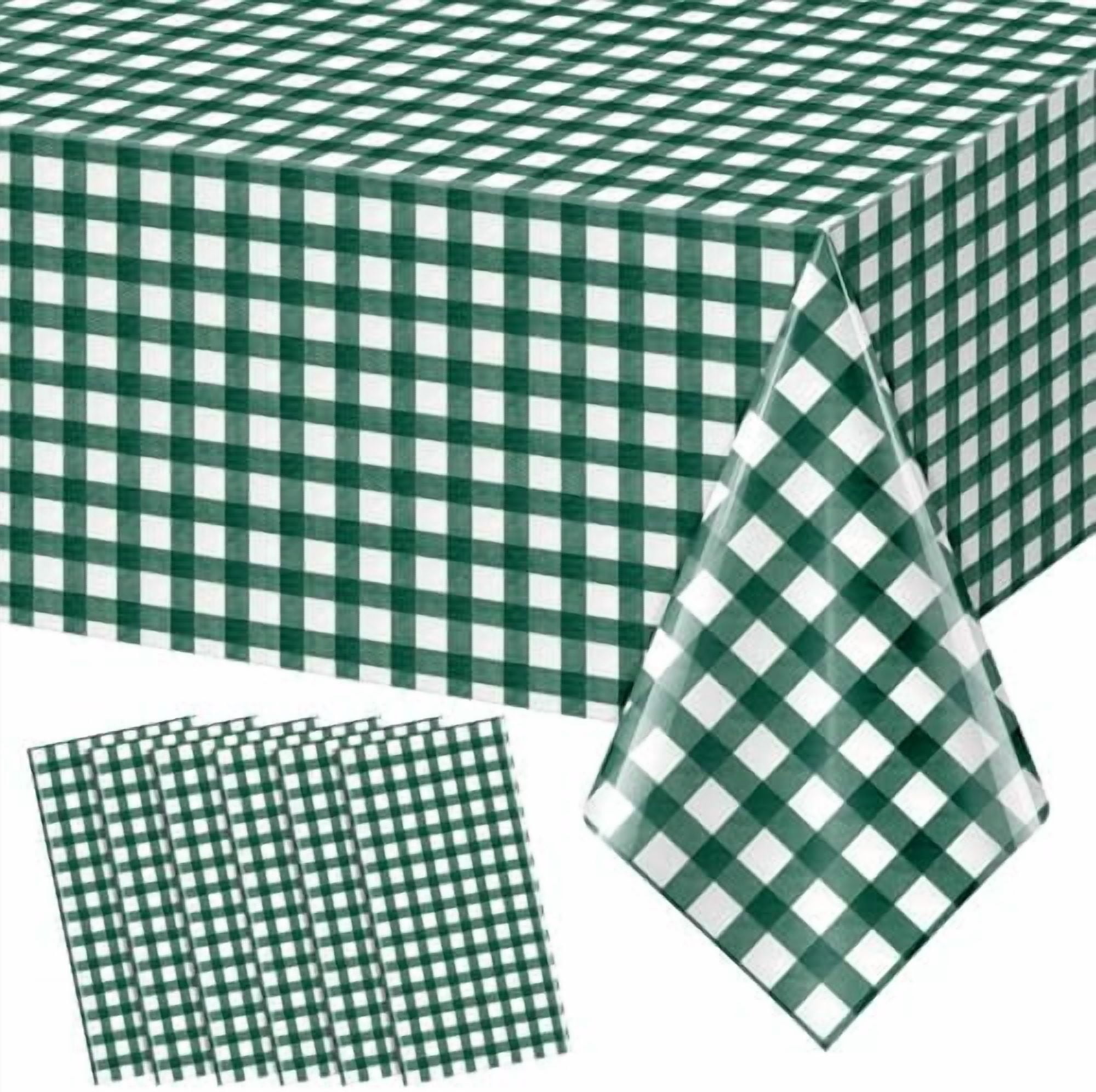 6pcs 54X108inch Dark Green Checkered Tablecloth,Green Gingham ...